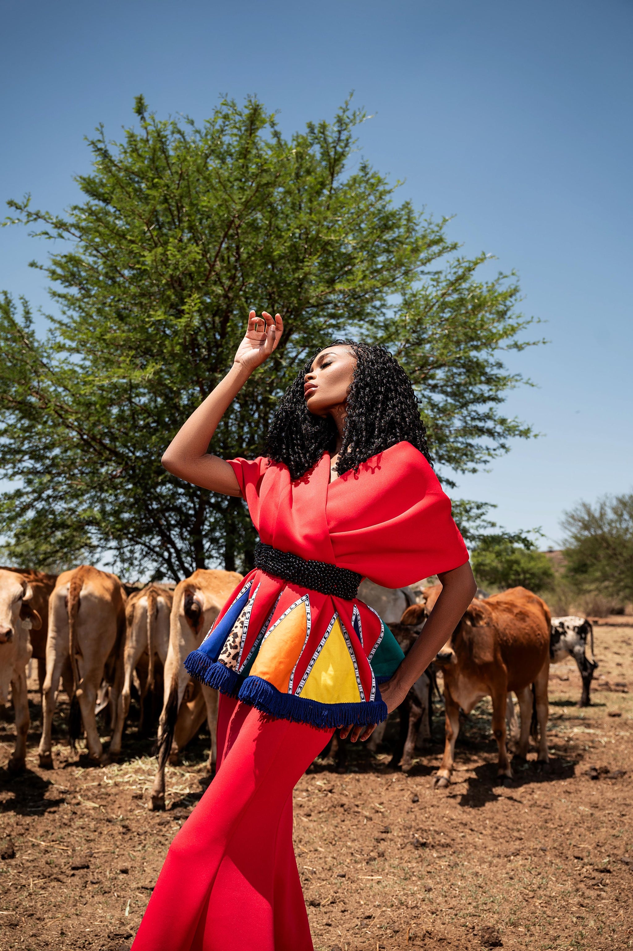 Red Peplum Umblaselo Dress – KHOSI NKOSI