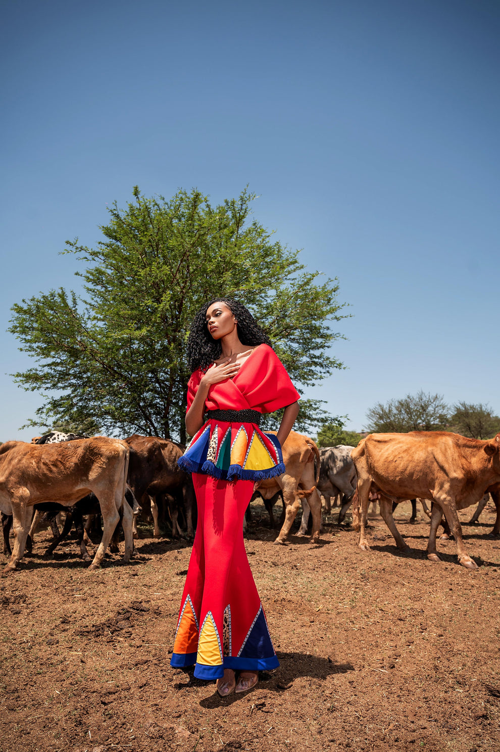 Red Peplum Umblaselo Dress – KHOSI NKOSI