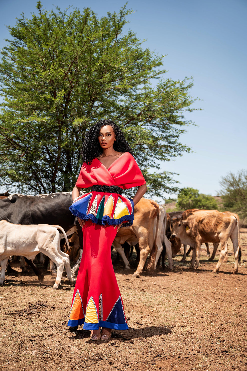 Red Peplum Umblaselo Dress – KHOSI NKOSI